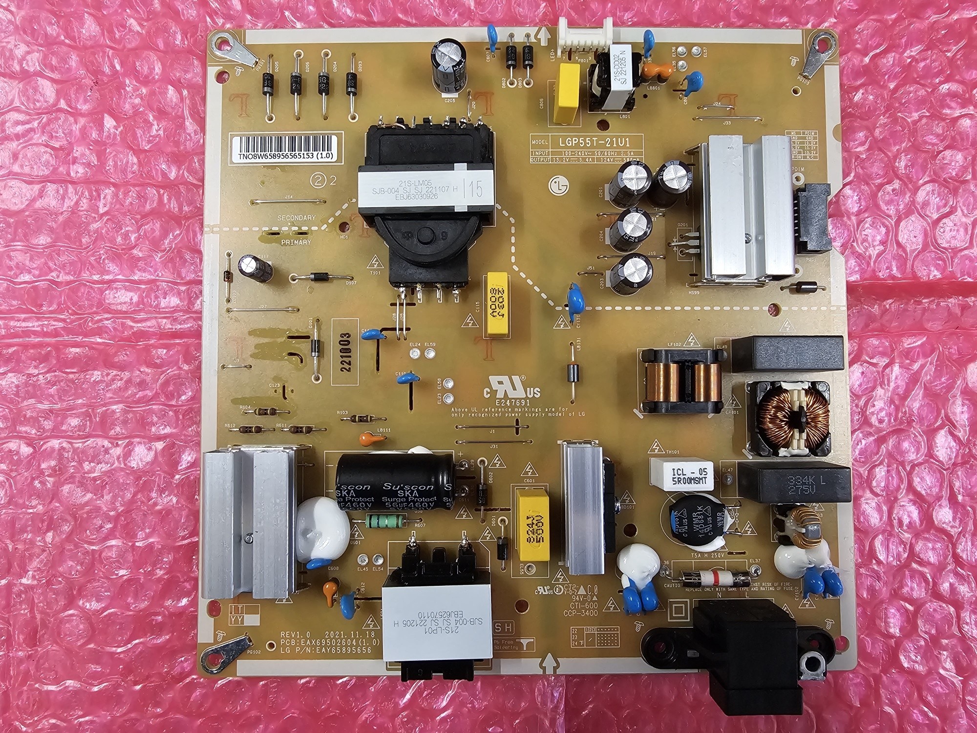 LG 55UQ80006LB POWER / PSU BOARD - EAY65895656, LGP55T-21U1 lcd-tv ...